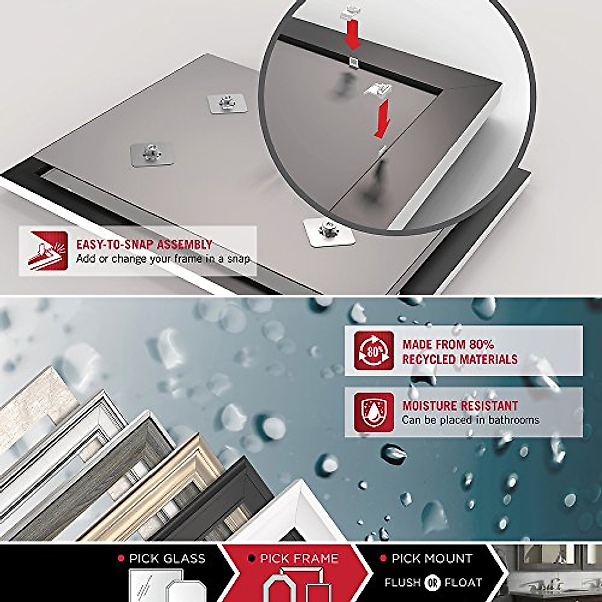 Delta Wall Mount 21 in. x 28 in. Small (S1) Rectangular Framed Float Mounting Bathroom Mirror in Matte White with Standard Glass