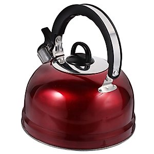 PRETYZOOM Whistling Buzzing Kettle Japanese Tea Kettle Stovetop Teapot Japanese Hemispherical Stove Teapots Espresso Machines Metal Large Teapot Red Classic Stainless Steel Blooming