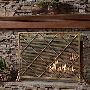 Christopher Knight Home Howell Single Panel Iron Fireplace Screen, Gold