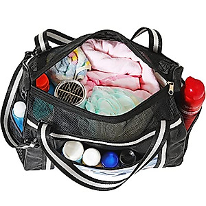 Ligereza Mesh Shower Caddy Basket for College Dorm Room Essentials, Bathroom Accessories, Gym Bathroom, Camping, Multiple Suspension Methods And Large Capacity, Portable Shower Caddy Bag (Black).