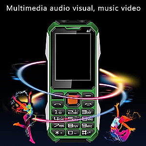 2G Seniors Cell Phone, Feature Phone Unlocked Rugged Phone, Dual SIM, 6800mAh Long Battery Life, 2.4in HD Screen, LED Flashlight, Big Button Loud Speaker, Cell Phone for Outdoor Hiking Travel(Green)