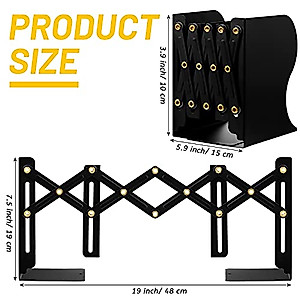 Chitidr 2 Pieces Adjustable Bookend Expandable Metal Bookend Desktop Book Stand Magazine File Organizer Holder with 2 Divider for Home Office School Library, Extends up to 19 Inch