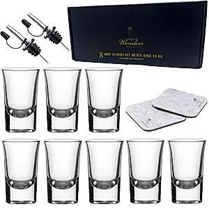 A&A Wonders 1.5 Oz Shot Glasses Set Of 8 With Heavy Base - Shot Glass Set, Weighted shotglass - For Vodka Tequila Shot Glasses Gift Box