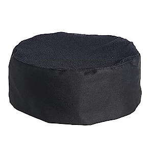 LERTREE Breathable Mesh Top Skull Cap Catering Chefs Hat with Adjustable Strap Black