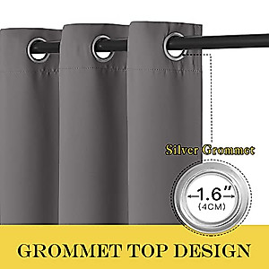 NICETOWN Grey Blackout Patio Sliding Door Curtains 84 inch Length, Grommet Room Divider Thermal Insulated Curtain Drapes for French Door/Living Room (Gray, W100 x L84, 1 Panel)