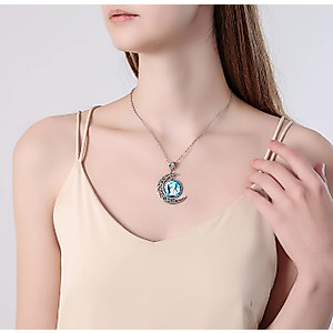 Jack and Sally Nightmare Before Christmas Moon Pendant Charm Crescent Necklace