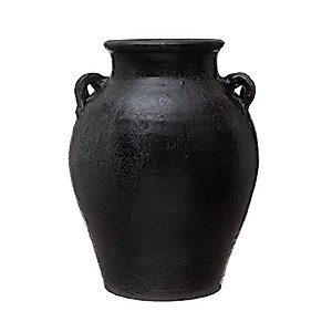 Creative Co-Op Found Decorative Clay Jar, Black, 12''