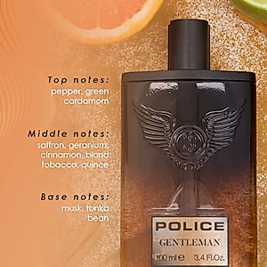 POLICE Gentleman - Fragrance For Men - Refined And Charismatic - Top Notes Of Bergamot, Lemon, Grapefruit - Heart Notes Of Cinnamon, Saffron - Base Notes Of Patchouli, Vetiver - 3.4 Oz EDT Spray