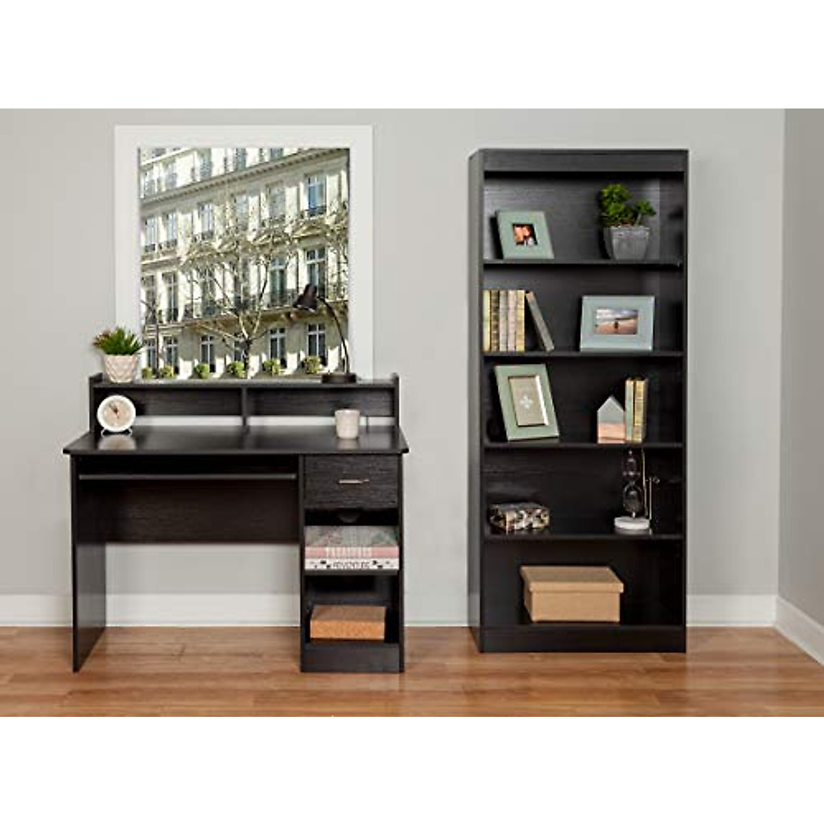 OneSpace Essentials 5-Tier Bookshelf, Black