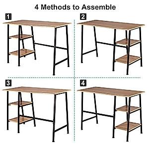 VECELO 43 Inch Computer Modern Student Writing Home-Office, Ladder Desk, Oak+Black Leg
