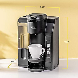BELLA Single Serve Coffee Maker, Dual Brew K-Cup Pod or Ground Coffee Brewer, Adjustable Drip Tray for Personal Travel Mugs, Large Removable Water Tank, Black