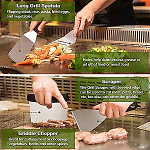 Griddle Accessories Kit, Terlulu 38 PCS Flat Top Grill Accessories Tools Set for Blackstone and Camp Chef, Stainless Steel Spatula Set with Carry Bag for Outdoor Grilling BBQ Camping Teppanyaki