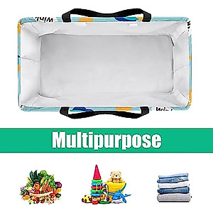 Dinosaur Full Print Large Capacity Laundry Organizer Tote Bag - Reusable and Foldable Oxford Cloth Shopping Bags