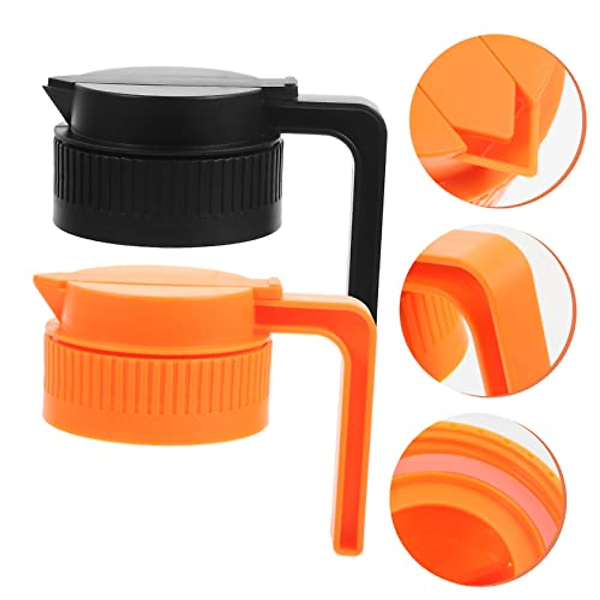 DOITOOL 2pcs Mason Jar Pour Lids Jar with Lid Wide Mouth Glass Jars Plastic Mason Jar Lids Syrup Dispenser for Coffee Bar Reusable Canning Lid Mason Jars with Handle Mason Jar Covers Seal