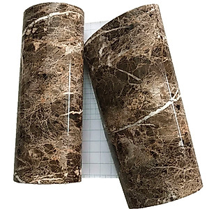 Yija Dark Brown Granite Look Marble Gloss Film Vinyl Counter Top Peel and Stick Wall Decal Self Adhesive 15.6In by79In