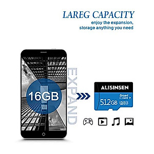 Micro SD Card 512GB with SD Card Adapter for Phone, TF Card for Camera Computer Micro SD Memory Card 512GB for TV,Game Console, Dash Cam