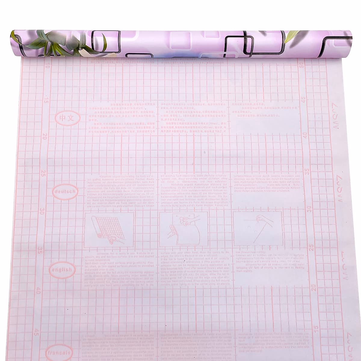 Yifasy 2 Pack Pink Cabinet Liners Self-Adhesive Shelf Drawer Papers Dolphin Lily Easy Install Redo Storage Bench Entryway Shoe Organizer 17.7 Inch Wide