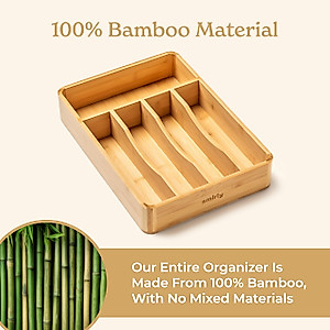 SMIRLY Silverware Drawer Organizer – Bamboo Kitchen Drawer Organizer, Adjustable Utensil Holder and Cutlery Tray, Drawer Dividers for Flatware and Kitchen Utensils