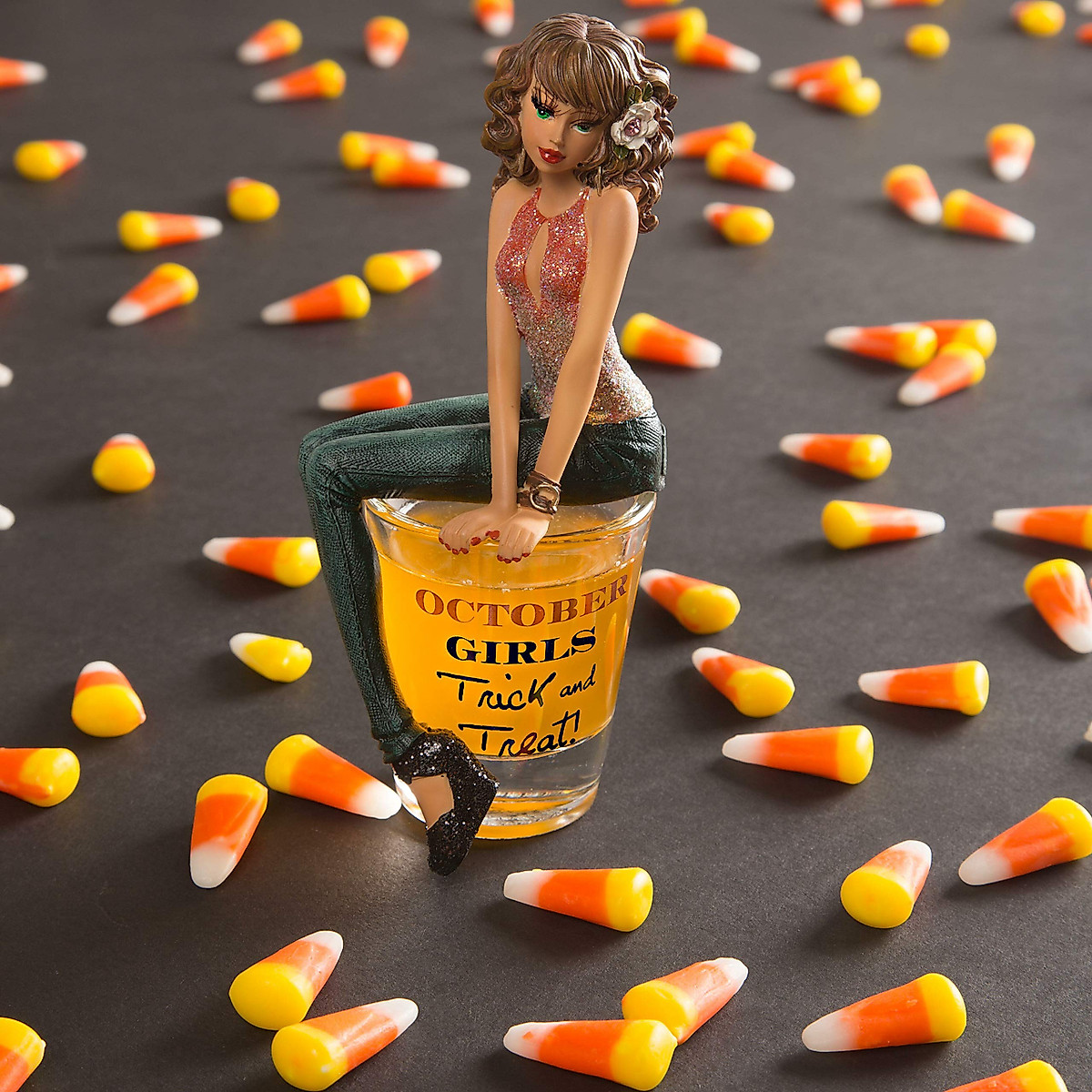 Hiccup by H2Z "October Girls Trick and Treat!" Shot Glass with 5-3/4-Inch Girl Figurine