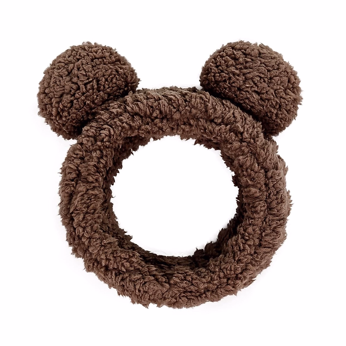 CNSSKJ Spa Headband for Women Girls Cute Bear Ears Hair Bands Puffy Bear Ears Elastic Headband Face Washing Makeup Non-slip Headband (Brown)