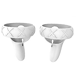 Grip Cover for Oculus Quest 2 Touch Controller Grip Accessories Anti-Throw Handle Protective Sleeve with Adjustable Hand Strap (White 1 Pair)