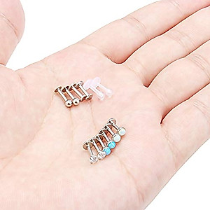 Ftovosyo Forward Helix Earring 16G 12PCS Surgical Steel Tragus Conch Cartilage Earring Stud Barbell Body Piercing Jewelry for Women Men 6mm Silver-Tone Clear Diamond CZ Opal