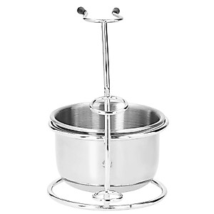 Nunafey Shaving Stand and Bowl Set,Multi?function Practical Metal Shaving Brush Holder Stainless Steel Razor Soap Stand Bowl,Shaving Brush Stand for