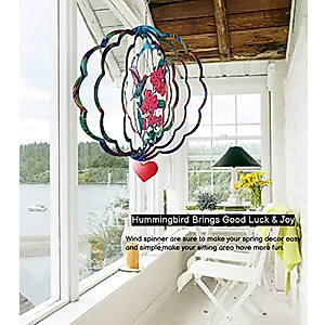 Wind Spinners Garden Decor Hummingbird Wind Spinner Outdoor Metal Hanging Mandala Decor-Wind Spinners for Yard and Garden Patio Porch,Garden Wind Spinner Hummingbird Gifts Women Men Mom Gift
