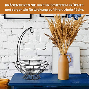 REGAL TRUNK & CO. Large Fruit Basket With Banana Hanger for Kitchen, Rustic French Farmhouse Fruit Bowl with Banana Holder Tree, Removable Banana Holder Fruit Basket, Ideal for Fruit and Vegetables