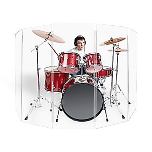 PENNZONI Drum Shield 5ft w/Living Hinges, Comes w/ 5 Drum Panels & Living Hinges, Premium Clear Acrylic Panels, Drum Screen