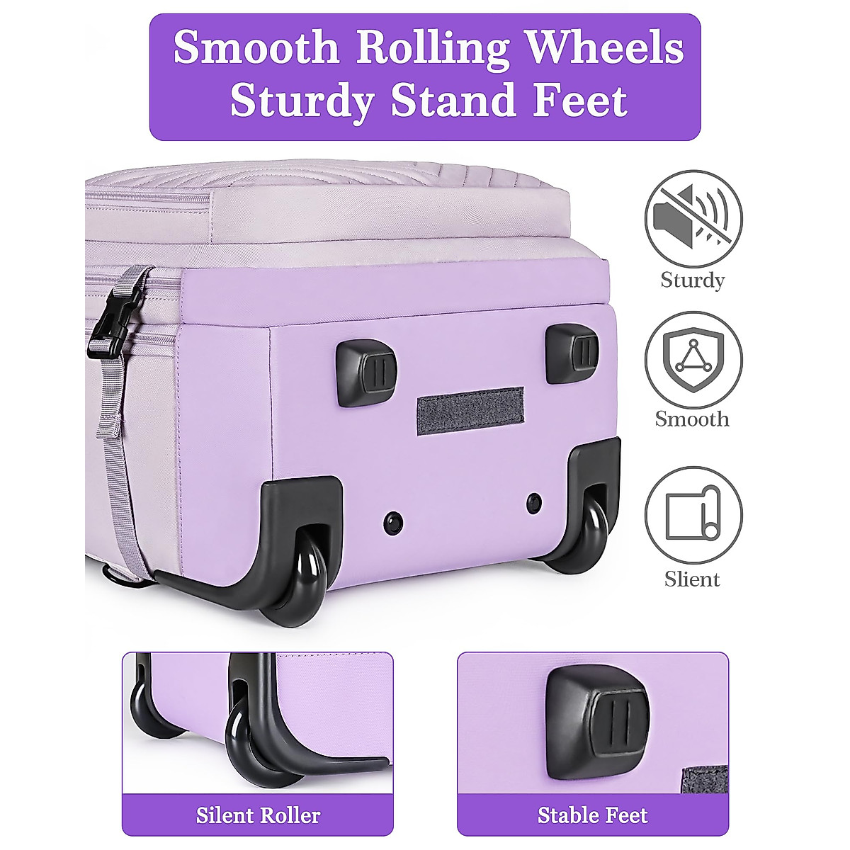 DEEGO Rolling Backpack for Women, 17.3 inch Travel Backpack with Wheels for Adult, Large Wheeled Backpack with Toiletry Bag, College Roller Travel Backpack Carry on Luggage for Work Business, Purple