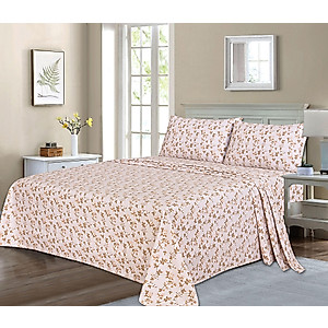 RUVANTI Flannel Sheets Full Size - 100% Cotton Double Brushed Bed Sheets Set, Deep Pockets 16 Inches, All Seasons Breathable & Extra Soft Full Sheets, Warm & Cozy, 4 Piece, Dazzale