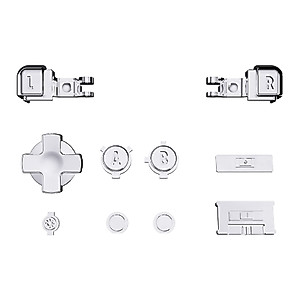 eXtremeRate Chrome Silver Glossy Custom Full Set Buttons for Gameboy Advance SP, Replacement A B L R Button Power On Off Volume Button D-pad Key for GBA SP Console - Console NOT Included