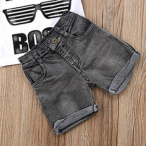 MA&BABY Casual Toddler Kids Boys Girls Tops T-Shirt Denim Pants Outfits Set Clothes 1-6Y (2-3 Years)