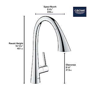 GROHE 32298DC3 Zedra Pull-Down Kitchen Faucet with sprayer Supersteel (Stainless Steel)