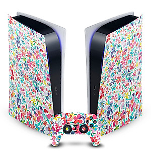 Colorful Petals Spring Art Mix Matte Vinyl Faceplate Sticker Gaming Skin Case Cover Compatible with Sony Playstation 5 PS5 Digital Edition Console and DualSense Controller