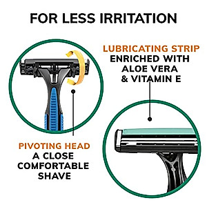 BIC Sensitive 2 Disposable Razors for Men With 2 Blades for Sensitive Skin, 18 Count Value Pack of Shaving Razors