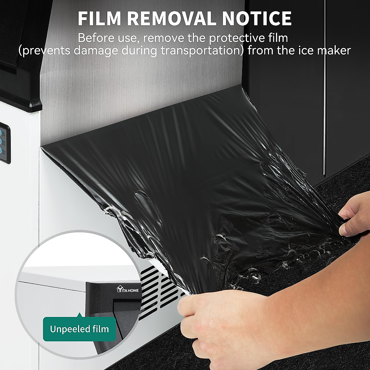 YITAHOME Upgraded Commercial Ice Maker Machine, 132LBS/24H Ice Maker with 33LBS Storage Bin, LCD Panel with Blue Light & Stainless Steel Scoop for Restaurant, Home, Bars, Coffee Shop(50PCS)