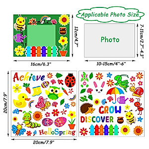 30 Packs Spring Craft Kits for Kids Springtime DIY Picture Frame Craft Flower Bee Butterfly Easter Art Craft Mothers Day Craft Party Favors Home Classroom Game Activities Bulletin Board Decoration