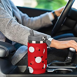 SYJTGDE Large Capacity Car Cup Red White Polka Dot Fashionable Upgrade Car Cup Advanced And Beautiful Travel Cup