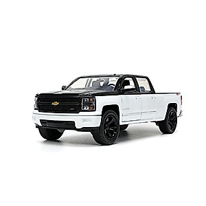 Jada Toys Just Trucks 1:24 2014 Chevy Silverado Z-71 Die-cast Car Black/White with Tire Rack, Toys for Kids and Adults