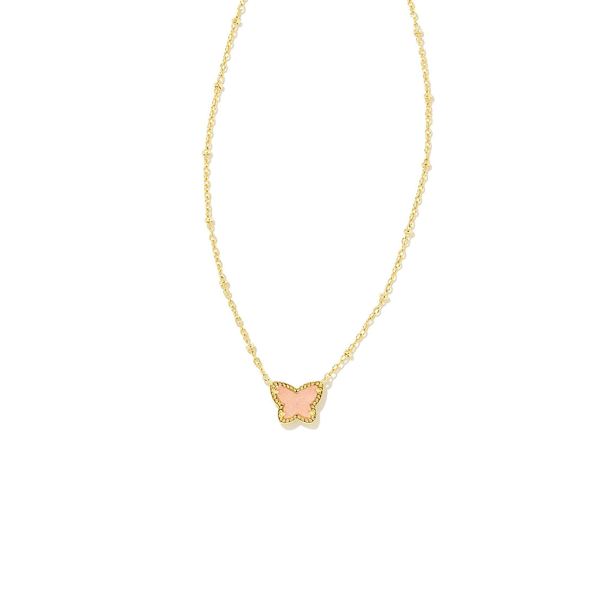 Kendra Scott Lillia Small Short Pendant Necklace Gold Light Pink Drusy One Size