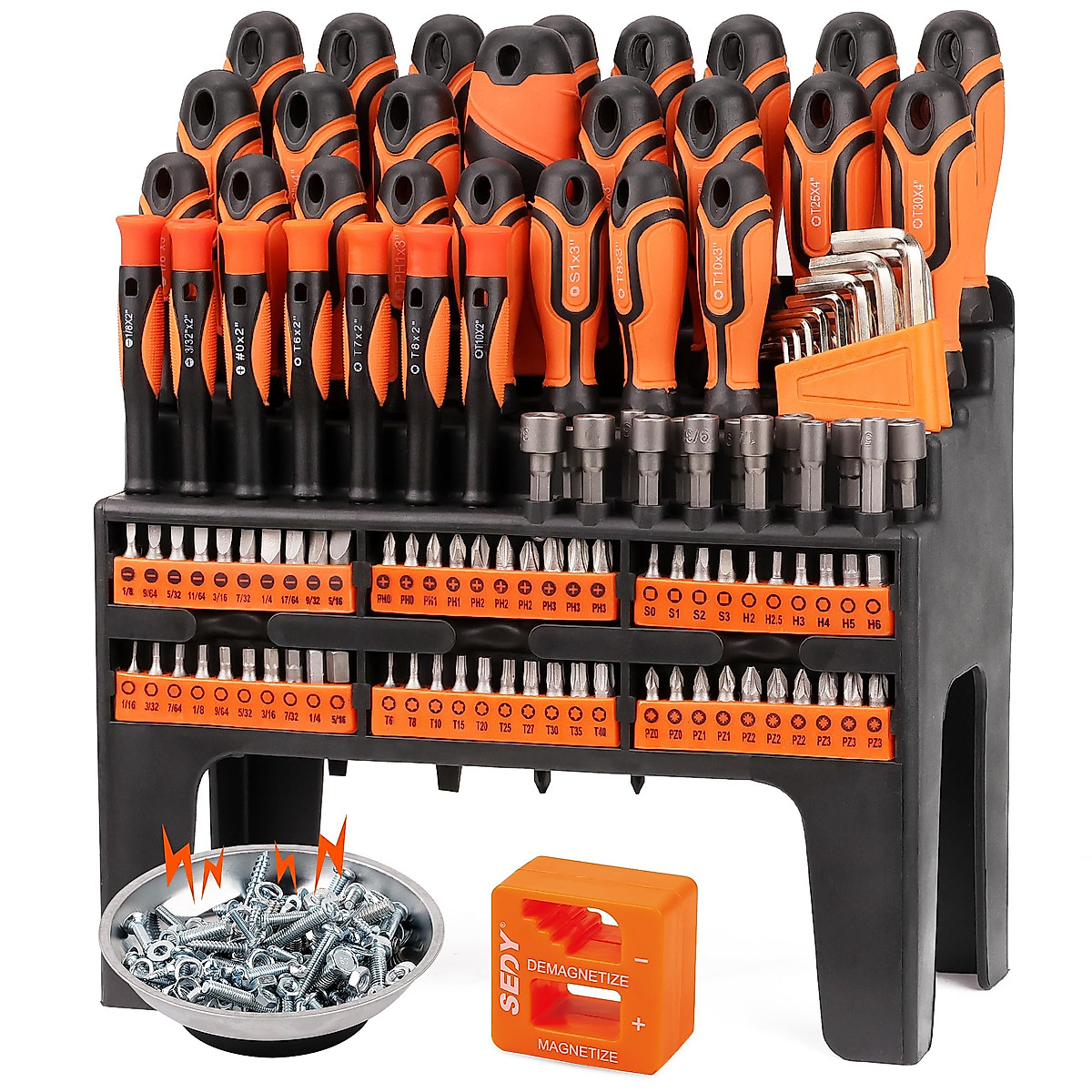 124-Piece Ultimate Screwdriver Set with Magnetic Tips & Racking, Premium Screw Driver Bits, Pricision Screwdrivers, Allen Keys, Nut Drivers and More
