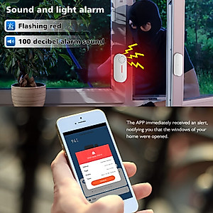 2 Pack WiFi Door Window Sensor Alarm: WiFi Door Sensor with App Alerts, 120 dB Siren,Timed Arming and Disarming, Pool Alarm for Kids Safety, Window Alarm Compatible with Alexa Google Assistant