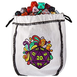 Wiz Dice Bag of Splendor - 140 Polyhedral Dice in 20 Sets - Complete Collection of Series IV Dice in Embroidered Dice Bag - TTRPG Role-Playing Bulk Tabletop RPG Gaming Accessories - D20 D6 D4
