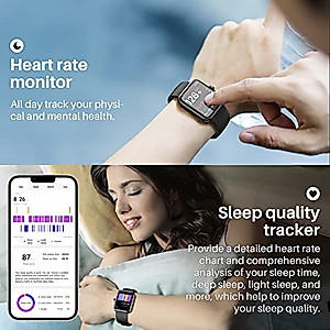 TOZO S2 40mm Mini Smart Watch Alexa Built-in Fitness Tracker with Heart Rate, Blood Oxygen and Sleep Monitor 5ATM Waterproof HD Color Touchscreen for Men Women Compatible with iPhone&Android Black