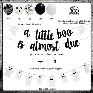 Balterever a Little Boo is Almost Due Baby Shower Decoration Black White Halloween Baby Shower Decoration with a Little Boo is Almost Due Banner Ghost Garland for Halloween Baby Shower Gender Reveal