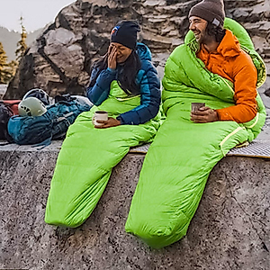 AEGISMAX Camping Sleeping Bag,Warm Weather 52℉- Goose Down Sleeping Bag,Portable Urltra-Light Mummy Sleeping,Outdoor Hiking for Adults Backpacking with Compression Bags(Green,Medium)