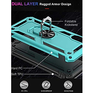 IKAZZ Galaxy A10e Case with Screen Protector,Military Grade Shockproof Cover Pass 16ft Drop Test with Magnetic Kickstand Car Mount Holder Protective Phone Case for Samsung Galaxy A10e Turquoise