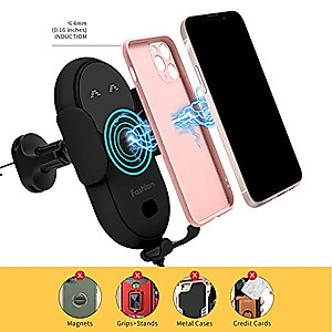 Wireless Car Charger, Phone Mount for Car Wireless Charger Smart Sensor Air Vent, Automatic Clamping Phone Holder Compatible with iPhone 13/12/11//XS/XR/8, Samsung S22/S21/S20/Note 20, etc(Black)